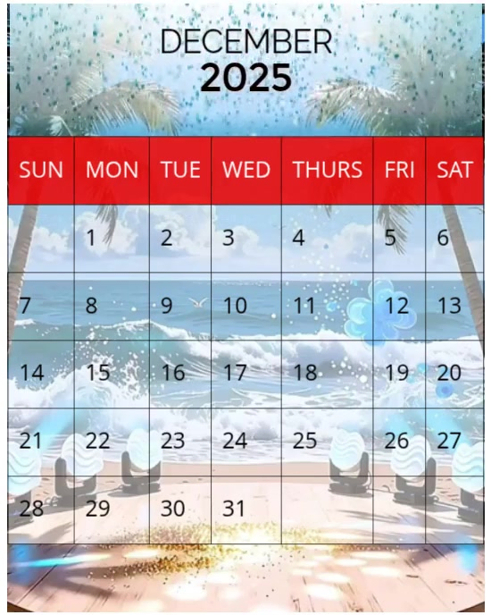 Blue Typographic 2025 December Calendar Instagram Portrait Template ...