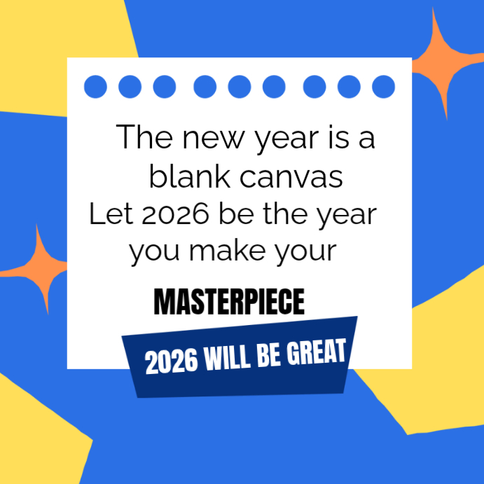 Blue Typographic 2026 New Year Life Quotes Online Design Flyer/template ...