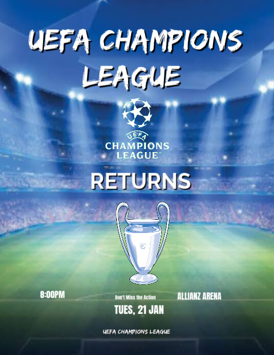 Blue Typographic Champions League Flyers Flyer (us Letter) Templat ...