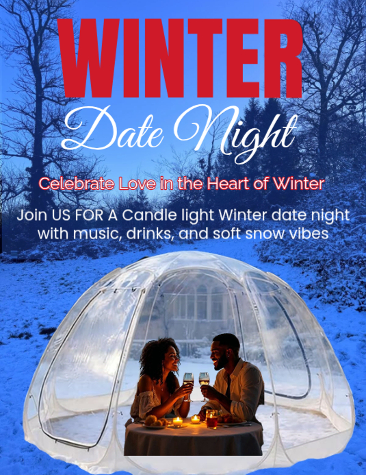 Blue Typographic Date Night Flyer (us Letter) Template | PosterMyWall