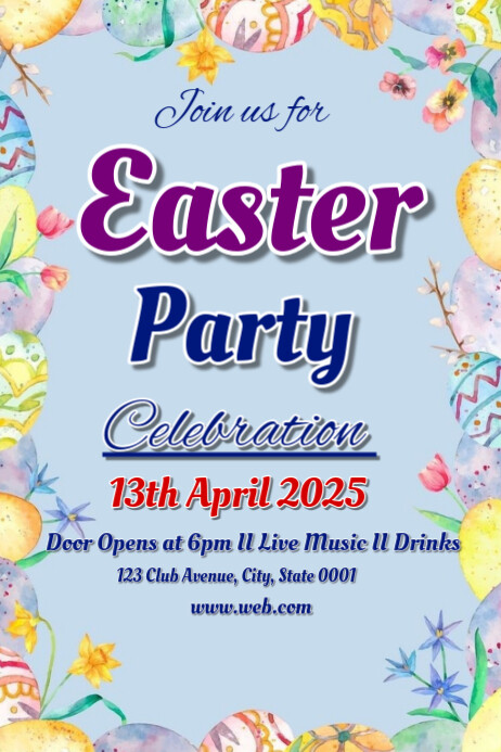 Blue Typographic Easter Party Poster Template | PosterMyWall