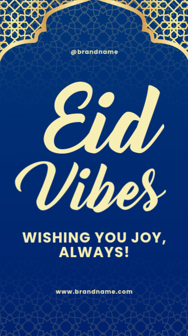 Blue Typographic Elegant Eid Vibes Eid Mubarak Happy Eid Islamic Greeting Instagram Story ...
