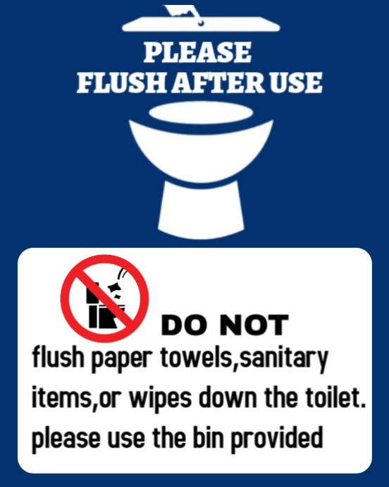 Blue Typographic Flush The Toilet, Keep It Clean After Use Instagram ...