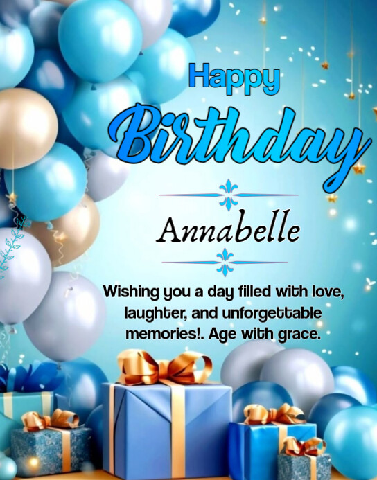 Blue Typographic Happy Birthday Design Poster/wallboard Template ...