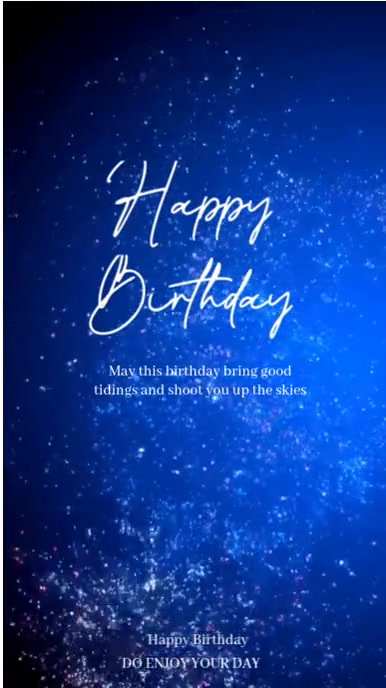 Szablon Blue Typographic Happy Birthday Templates Digital Display (9:16 ...