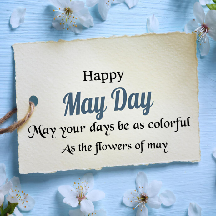 Blue Typographic May Day Poster Instagram Post Template | PosterMyWall
