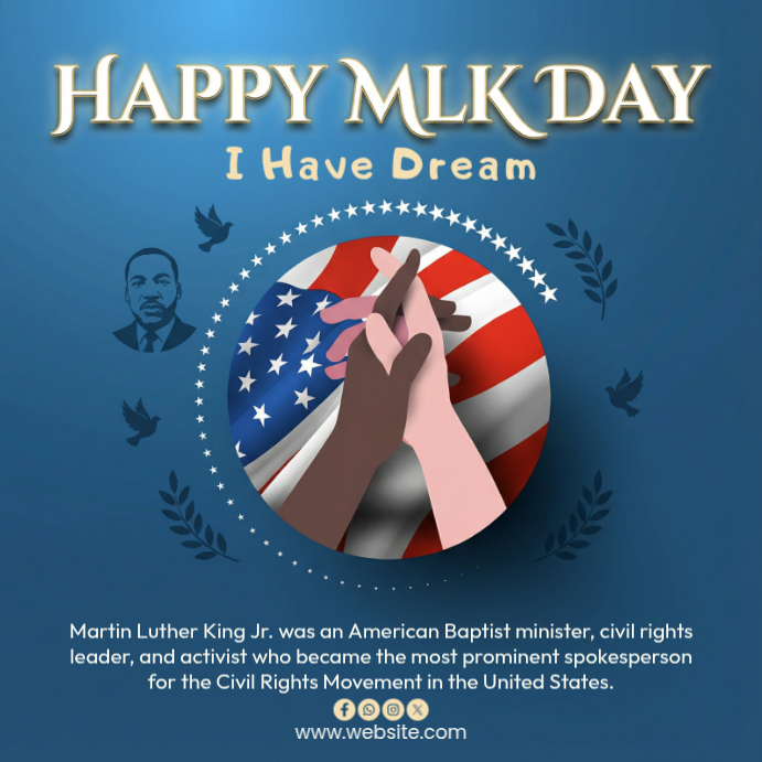 Copy of Blue Typographic Mlk Day Instagram Post | PosterMyWall
