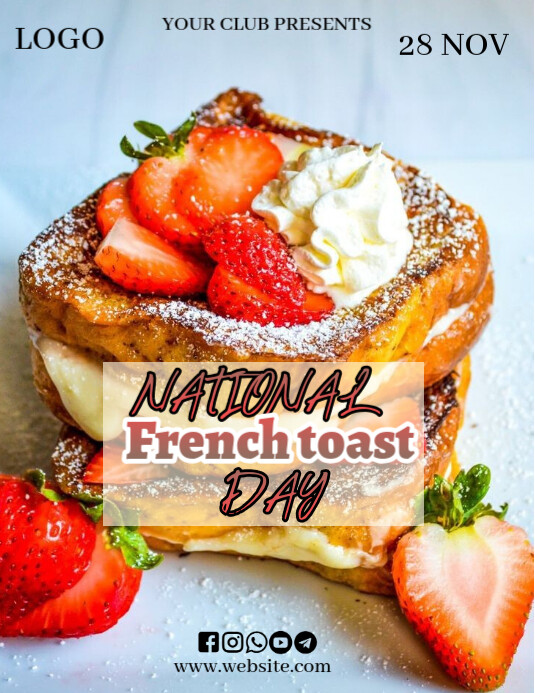 Blue Typographic National French Toast Day Flyer (us Letter) Template ...