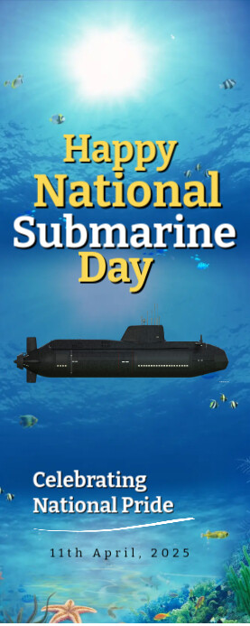 Modèle Blue Typographic National Submarine Day Roll Up Banner 2' × 5 ...