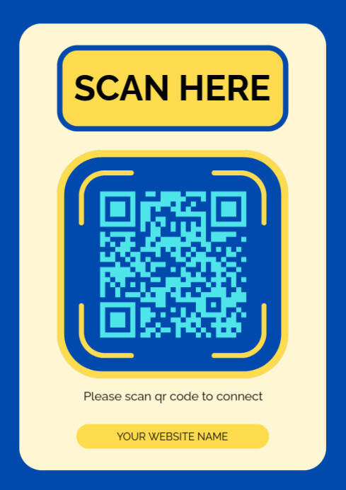 Blue Typographic Scan Here Qr Code Flyers A4 เทมเพลต | PosterMyWall