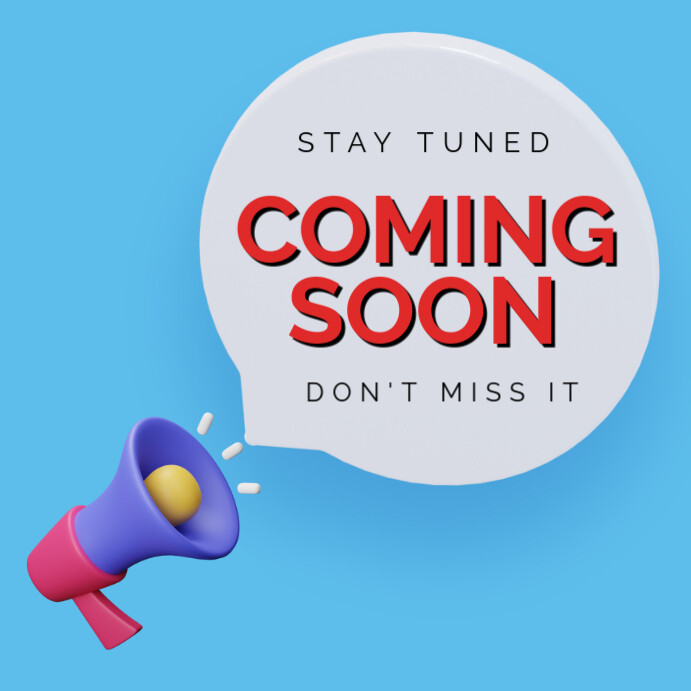 Blue Typographic Stay Tuned Coming Soon Announcement Notification ...