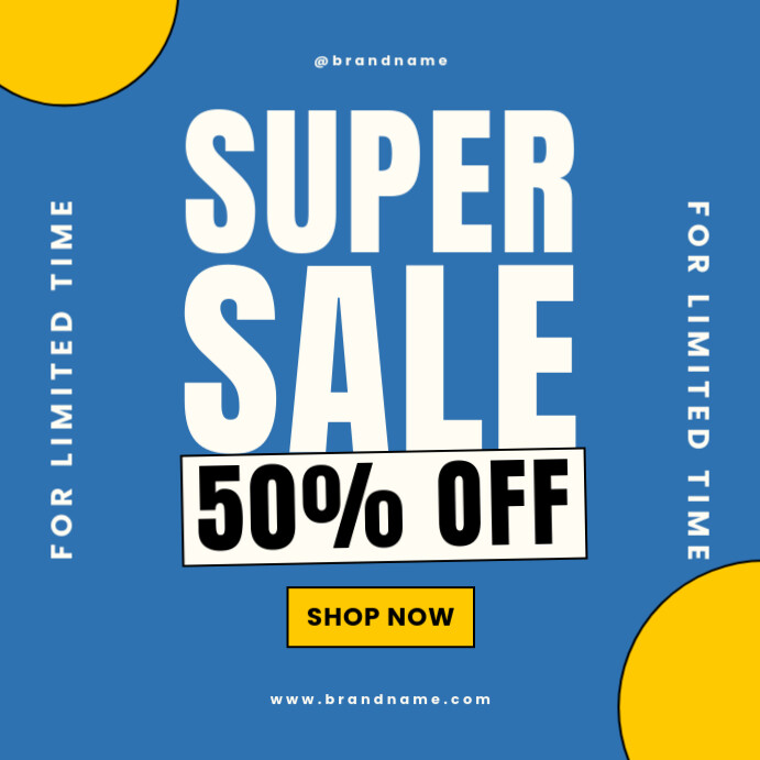 Blue Typographic Super Sale Promotional Discount Offer Instagram Post ...