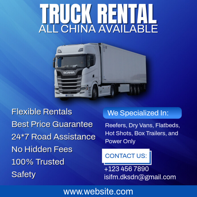 Blue Typographic Truck Rental Template Instagram Post | PosterMyWall