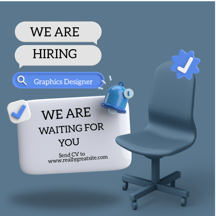 Blue Typographic We Are Hiring Instagram Post Template | PosterMyWall