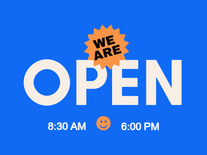 Blue Typographic We Are Open And Closed Templates Presentation ...