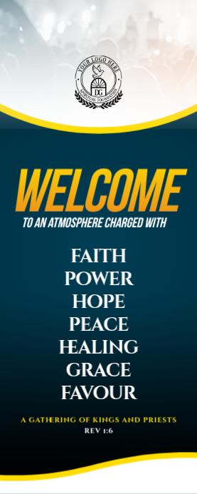 Blue Typographic Welcome To Church Roll Up Banner 2' × 5' Template ...