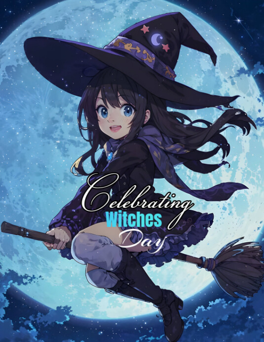 Blue Typographic Witches Day Celebration Template Flyer (us Letter ...