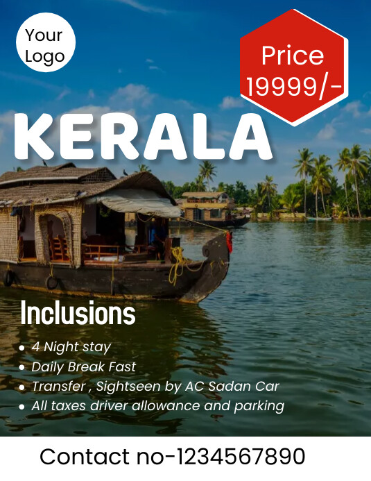 Blue Typography Kerala Flyer (us Letter) Template | PosterMyWall