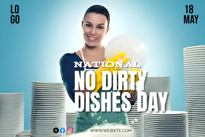 Plantilla de Blue Typography National No Dirty Dishes Day | PosterMyWall