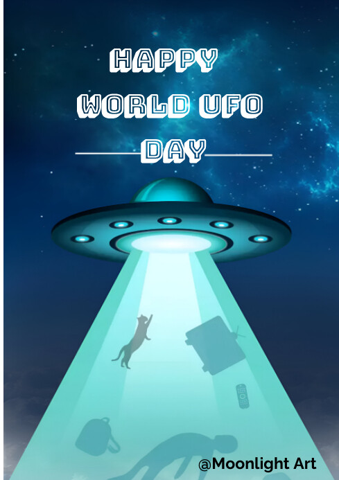 Blue Typography Ufo A4 Template | PosterMyWall