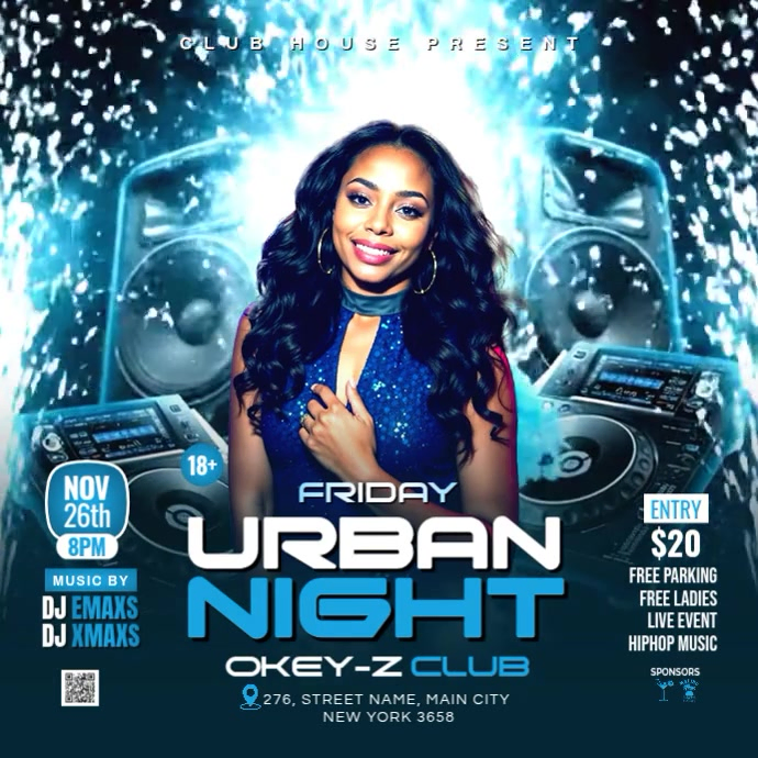 Blue Urban Night Club Event Instagram Post Video Template | PosterMyWall