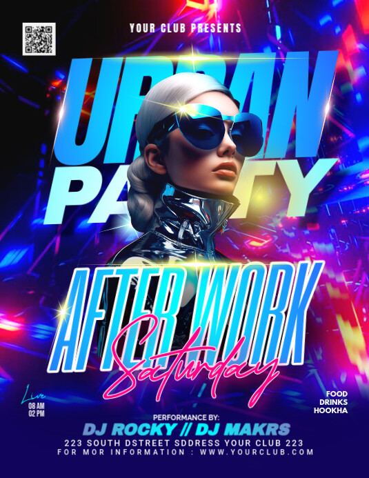 Blue Urban Saturday Night Party Flyer Flyer (us Letter) Template ...