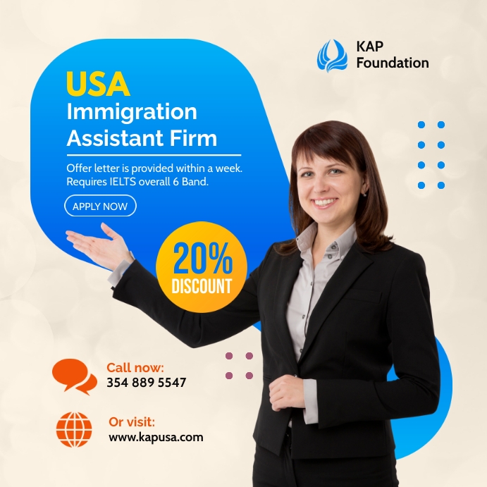 Blue USA immigration Firm Post Template | PosterMyWall