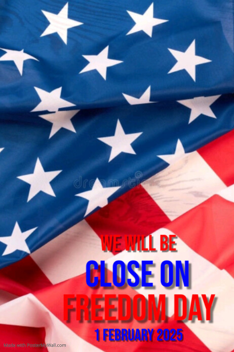 Blue Vintage Close For Freedom Day Poster Template | PosterMyWall