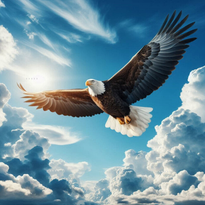 Blue Vintage Flying Eagle Template Instagram Post | PosterMyWall