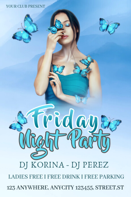 Blue Vintage Friday Night Party Poster Template | PosterMyWall