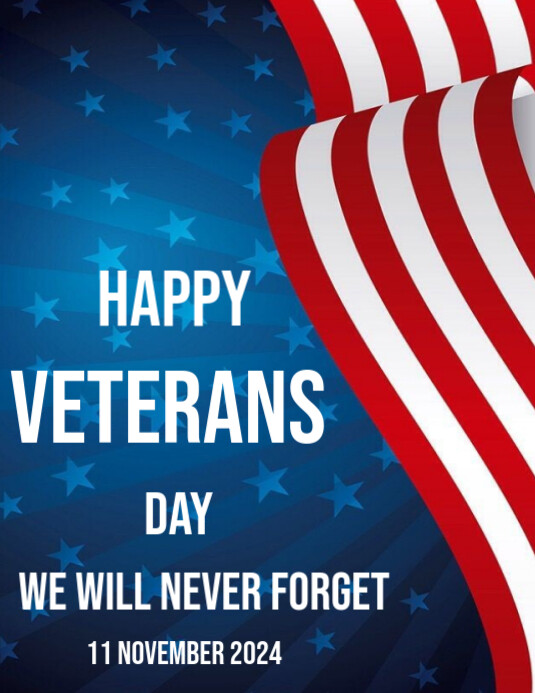 Blue Vintage Happy Veterans Day 2024 Flyer (us Letter) Template ...