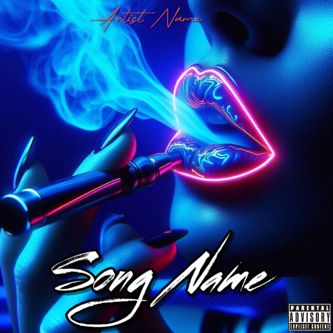 Blue Vintage Lips Mixtape Cover Album Cover Template | PosterMyWall