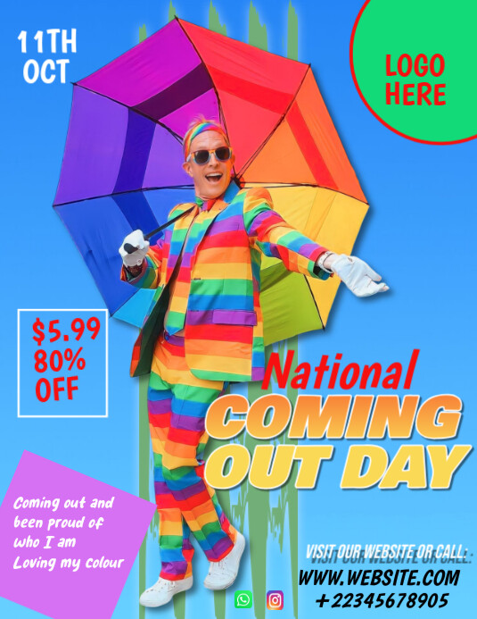 Blue Vintage National Coming Out Day Flyer (us Letter) Template ...