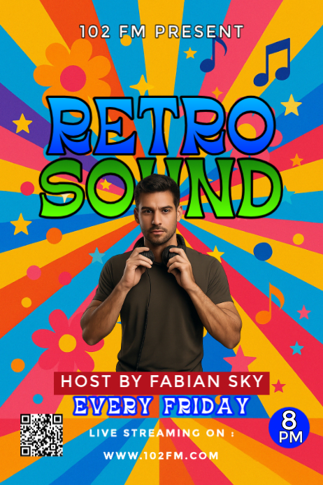 Blue Vintage Radio Show Poster Template | PosterMyWall