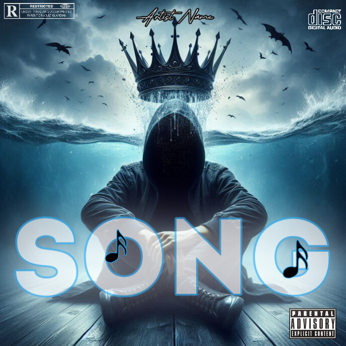 Blue Vintage Sea Water Alone Man Song Cover Art Mixtape Cover/album ...