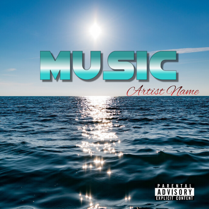 Blue Vintage Sun Set In Sea Album Cover Template | PosterMyWall