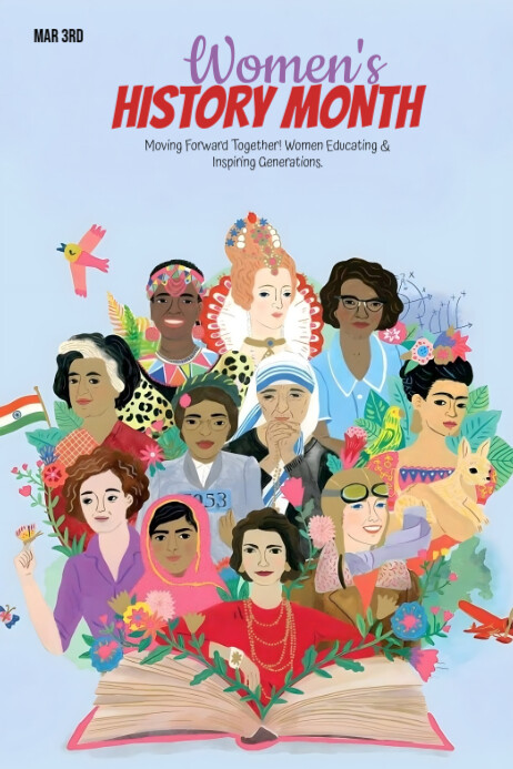 Copy of Blue Vintage Women's History Month Poster | PosterMyWall
