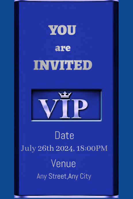 Blue VIP Invitation Card Poster Template | PosterMyWall