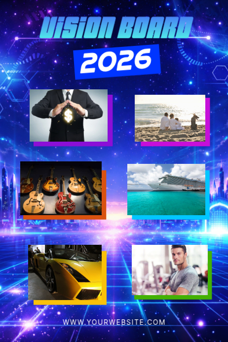 Blue Vision Board Poster Template | PosterMyWall
