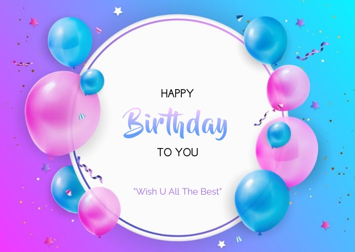 Blue Vivid Happy Birthday Greeting Card Template | PosterMyWall