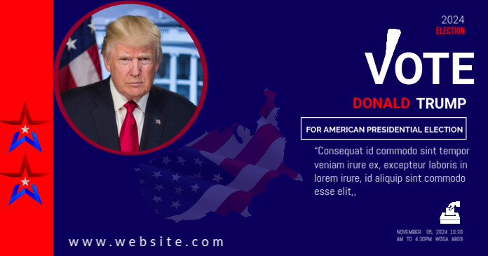 Blue Vot Donald Trump Facebook Shared Image Template | PosterMyWall