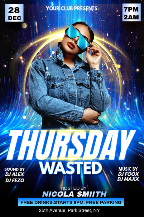 Copy of Blue Wasted Thursday Party Flyer Poster | PosterMyWall