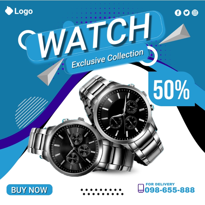 Blue Watch Template | PosterMyWall