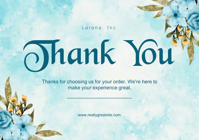 Plantilla de Blue Watercolor Thank You Document | PosterMyWall