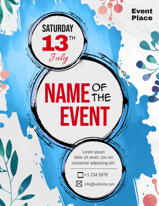 Blue Watercolor Themed Event Flyer Template | PosterMyWall