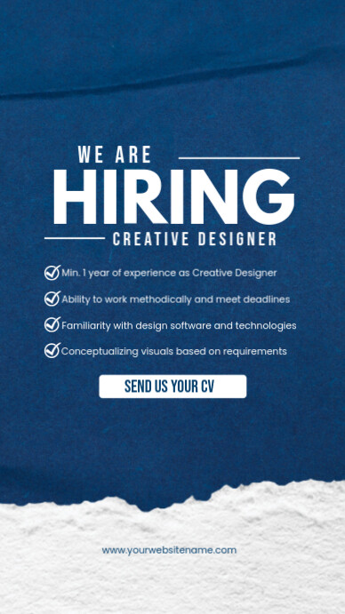 Blue We Are Hiring Instagram Story Template | PosterMyWall