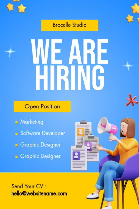Blue We Are Hiring Poster Template | PosterMyWall