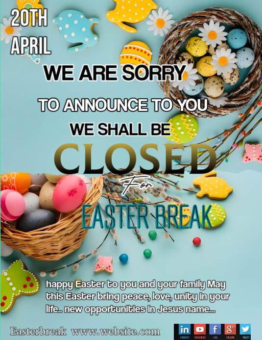 Copy of Blue We Will Be Closed / Happy Easter Flyer (us Letter ...