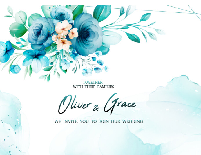Blue Wedding Invitation Template | PosterMyWall