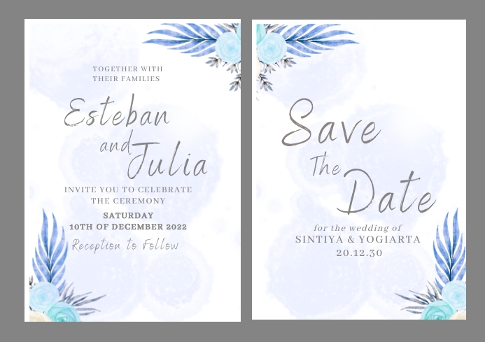 Blue Wedding Invitation Template | PosterMyWall